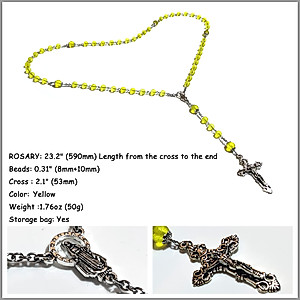 GeekTenet Rosary Beads Chaplet NL Artificial Crystal Rosery Cross Catholic Rosaries (Yellow)