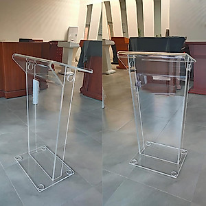 Portable Podium Acrylic Lecterns Stylish Podium Stand 550 * 400 * 1100mm Pulpits Viewing Surface Tilt Lecterns Easy to Install