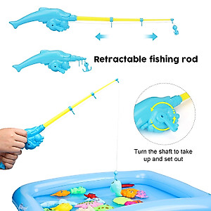 TOY Life Flower Bath Toys for Toddlers with Squirter Kids Magnetic Fishing Game with Magnetic Fishing Pole