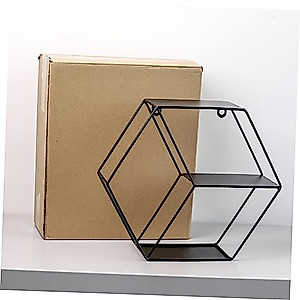 Cabilock Wall Hanging Shelf Hanging Shelves for Wall Hexagonal Bookcase Shelves Wall Mounted Succulent Bonsai Rack Storage Mounted Shelves Wall Mounted Shelving Black