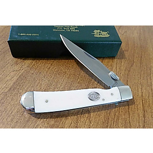 Moore Maker 5102LLGWH White Smooth Bone Handle Single Blade Trapperlock. 4 1/8" Closed.