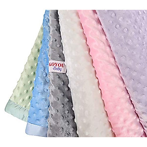 KOYOU Baby Pink Super Soft Minky Plush Reversible Double Layer 30" x 35" Baby Blanket with Dotted Backing and Silky Trim