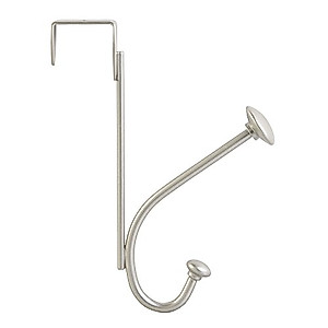 InterDesign Pello Over Door Organizer Hook for Coats, Hats, Robes, Clothes or Towels – Dual Hook, Satin