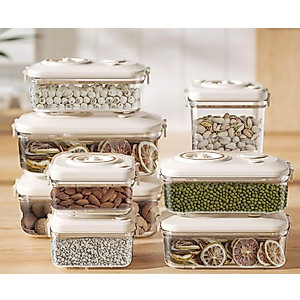 liviware home & kitchen Vacuum Seal Containers - Preserve Freshness with Time Dial, BPA-Free, Microwave-Safe - 2-Piece Set (5.1 Cups + 8.9 Cups Rectangular), White, liv01