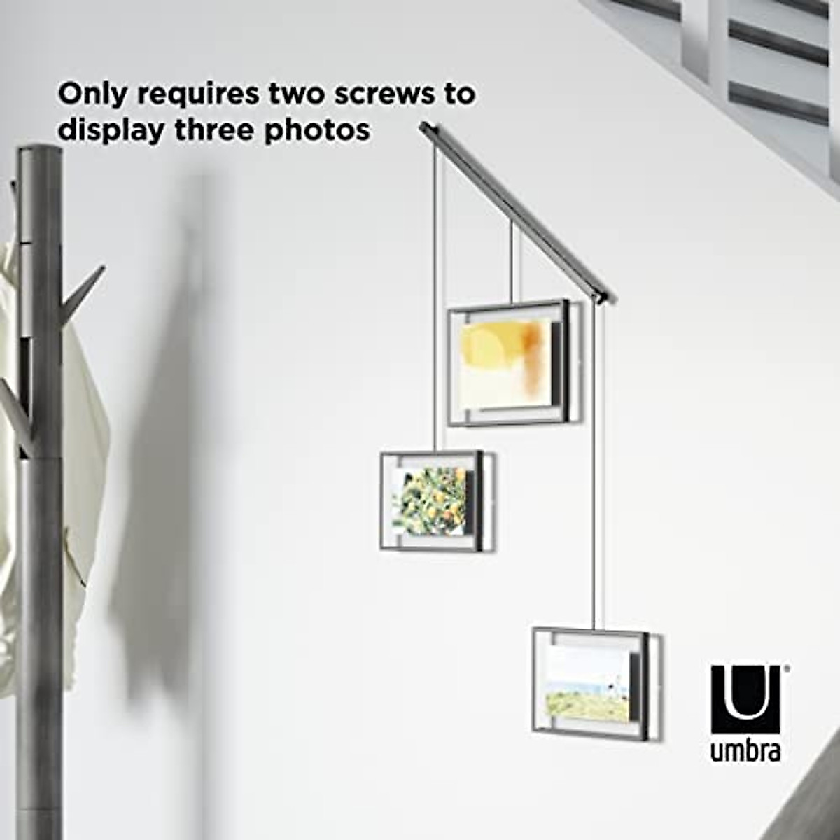 Umbra Exhibit Picture Frame Gallery Set, Adjustable Wall Collage Displays Three 8x10" Photos, Set of 3 Large, Black