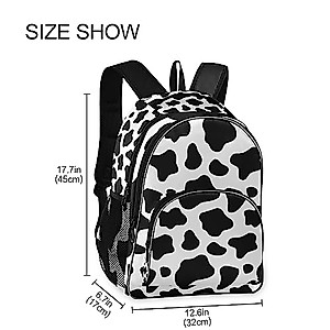 OREZI Fashion Backpack for Women Girl,Black And White Cow Print Schoolbag Backpack Bookbags Travel Bag Casual Daypack Rucksack for Student Teenagers kid's