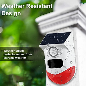 ChunHee Solar Motion Sensor Outdoor Alarm,Adjustable Sensitivity Motion Activated Alarm,129db Sound Security Siren Light IP67 Waterproof and 4 Mode for Home,Farm,Barn,Villa,Yard(2 Pack)