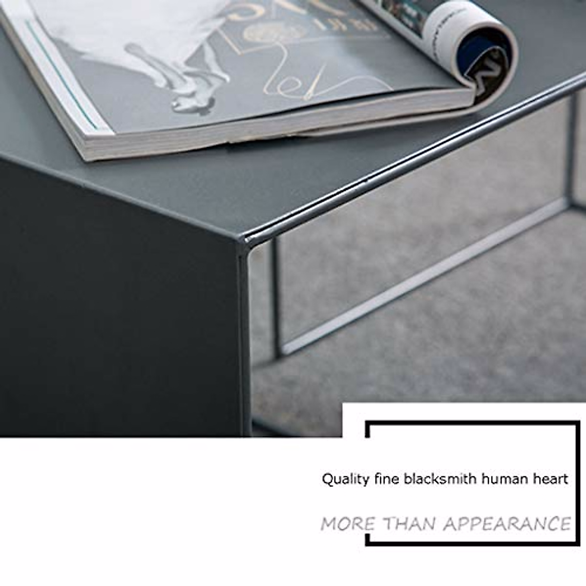 Articles for daily use Nesting Coffee Table, Industrial Stacking end Table, Modern Bedroom Table 2 Piece Set, Sturdy Metal Legs Modern Furniture, Vintage Accent Table