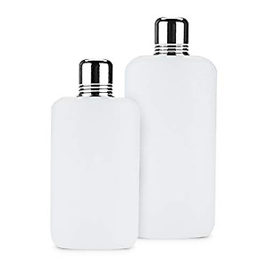 True Rogue Plastic Flask for Liquor - Hidden & Discreet 16oz White Plastic Flask with 1oz Aluminum Shot Glass Cap for Travel & Cruise Liquor Beverages - Set of 1