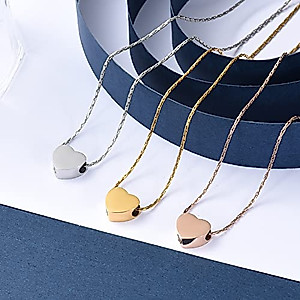 constantlife Cremation Jewelry for Ashes - Heart Pendant Memorial Urn Necklace Ashes Holder Stainless Steel Personalized Customization Keepsake (3Pcs-Silver+Gold+Rose Gold)