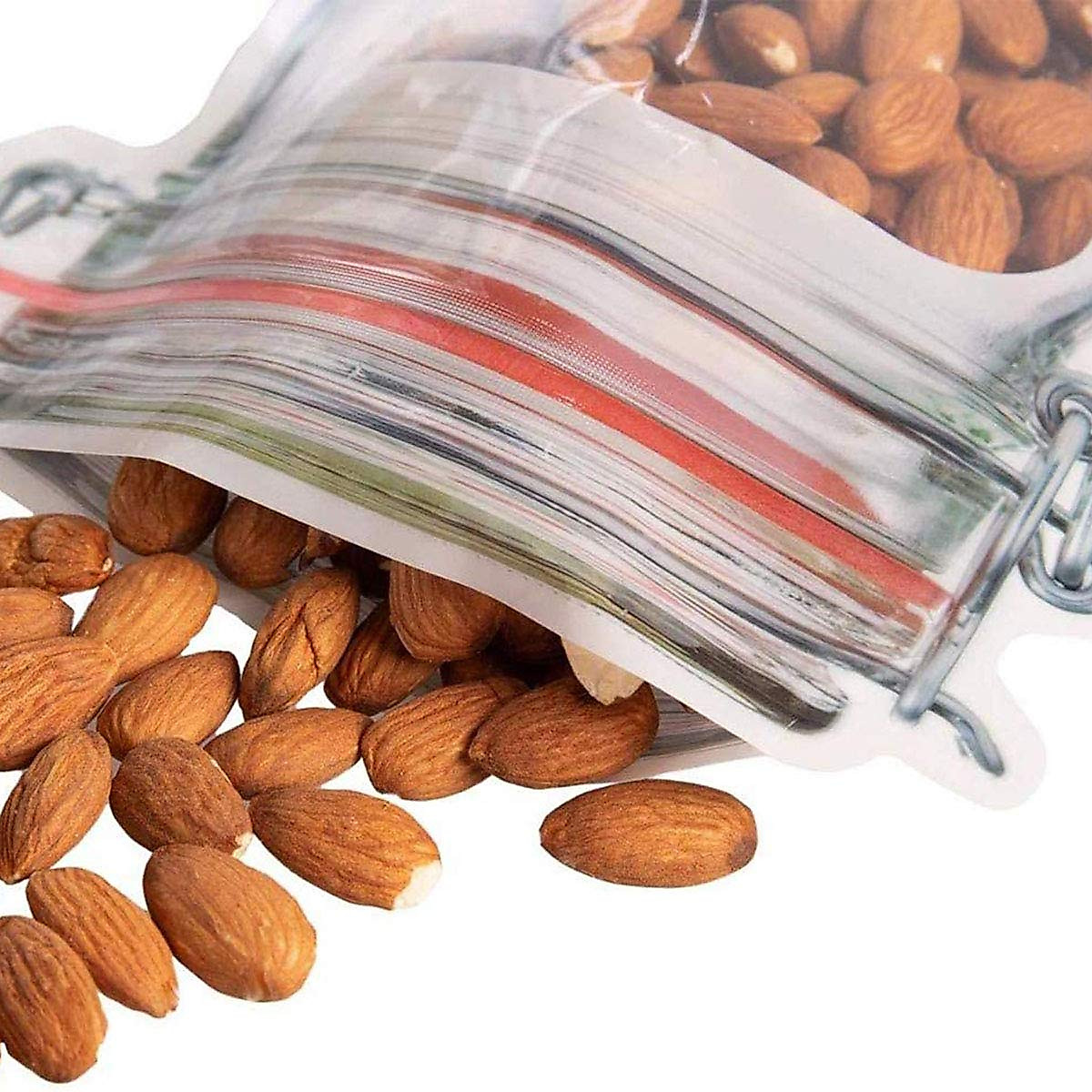 HAOT 30 Pack Mason Jar Zipper Bags, Food Storage Snack Ziplock Bags - Reusable Airtight Seal Food Storage Bags, Leak-Proof Tea Bags Refrigerator Organizor Kitchen Storage Outdoor