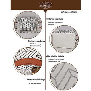 HUNRUNG Storage Boxes with Lids Rectangle/Square Storage Bins，Storage Basket Cute Canvas Organizer Bin for Pet/Children Toys, Books, Clothes Perfect for Rooms/Playroom/Shelves（Rec-Geometry-with lid）