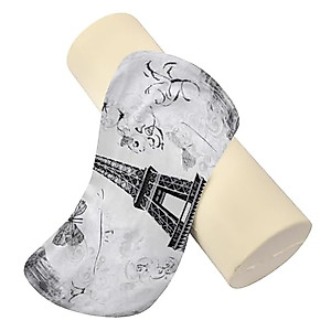 xigua Eiffel Tower with Butterfly Neck Roll Pillow for Neck Relief with Removable Washable Cover - Memory Foam Round Cylinder Bolster, Ergonomically Designed for Head, Neck, Back, and Legs