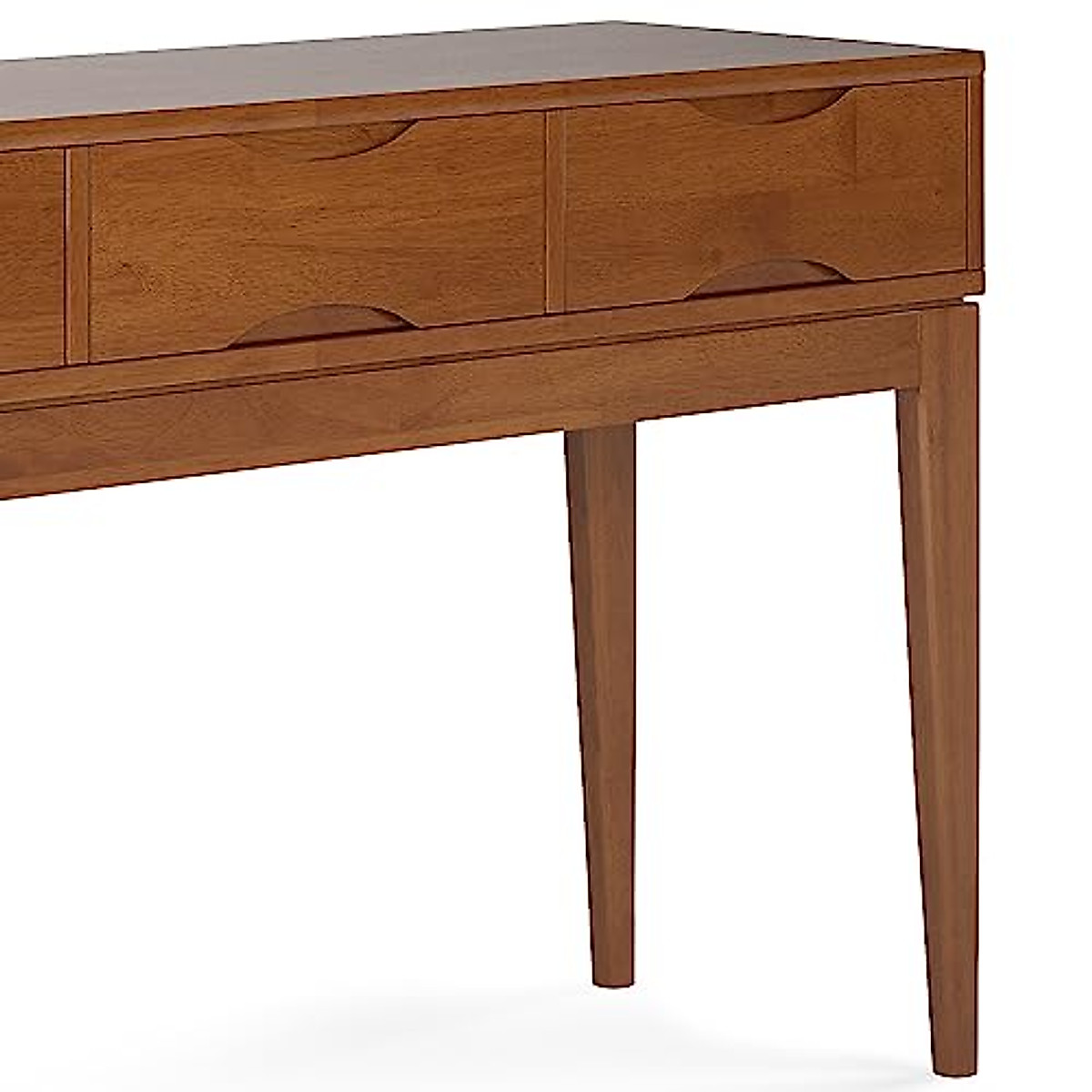 SIMPLIHOME Harper Solid Hardwood 54 Inch Wide Mid Century Modern Console Sofa Table in Teak Brown, for The Living Room Entryway and Bedroom