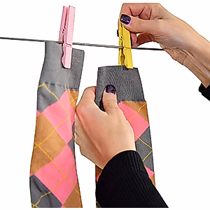 Home-X Set Large Colorful Heavy-Duty Wooden Clothespins Set of 24-8 Colors-3”L