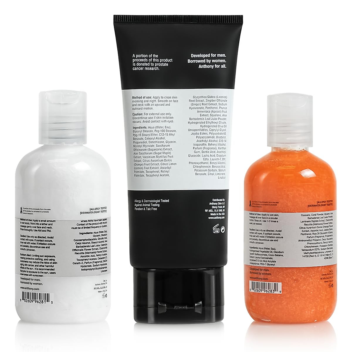 Anthony Face It & Go Kit, Set Includes Glycolic Facial Cleanser 3.4 Fl Oz. All Purpose Facial Moisturizer 3 Fl Oz. Facial Scrub 3.4 Fl Oz.