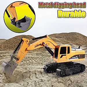 Vanzer RC Excavator Toy, Remote Control Hydraulic Toy Car for 6,7, 8, 9-14 Year Old Boys Girls, Construction Tractor Vehicle, Rechargable Engineering Digger Truck, Best Birthday Gifts for Kids