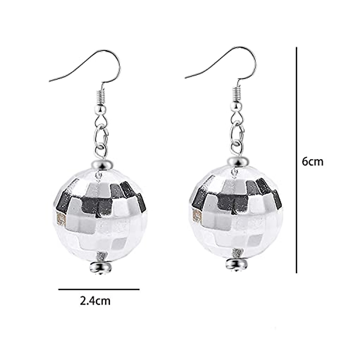 Disco Ball Earrings for Women Disco Earrings for Women Silver Mirrorball Earrings 70s Earrings Easy Match Disco Outfits Women Disco Accessories 70's Halloween Earrings for Women's Costume Accessories
