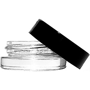 90pcs Thick Bottom Low Profile 7ml Glass Jars with Black Lids : Air tight container (Black Lids)