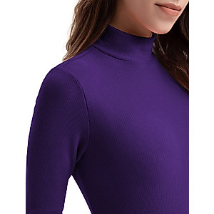 Zengjo Thermal Base Layer Women Mock Neck Long Sleeve(Purple,XL)