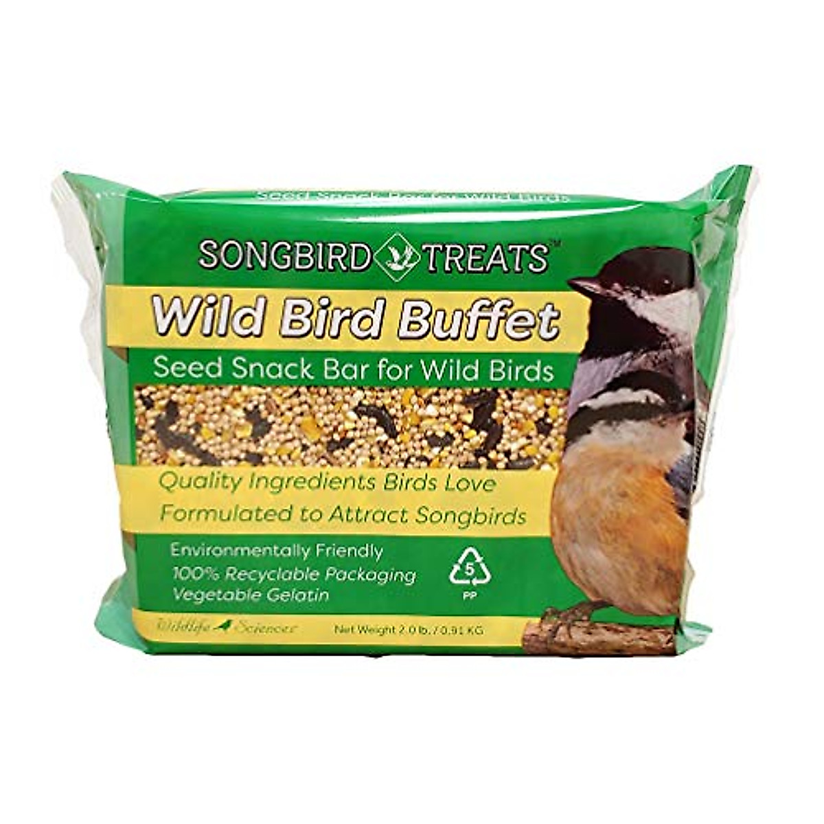 Songbird Treats Seed Bars | 8 Pack of 2 lb Bird Seed Cakes for Wild Birds (Wild Bird Buffet)