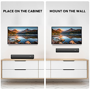 Wohome 2.1 Small Sound Bars for TV, Built-in Subwoofer with 6 Levels Voice Enhancement, 16 Inches Bluetooth 5.3 Soundbar Speakers with Optical/AUX/USB Connection (Renewed)