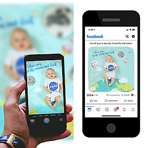 Baby Monthly Milestone Blanket with 20 Milestone Moments Props for Boy & Girl, Photography Blankets, Organic Thick Fleece Blanket Backdrop for Personalized Month Pictures for Girls and Boys