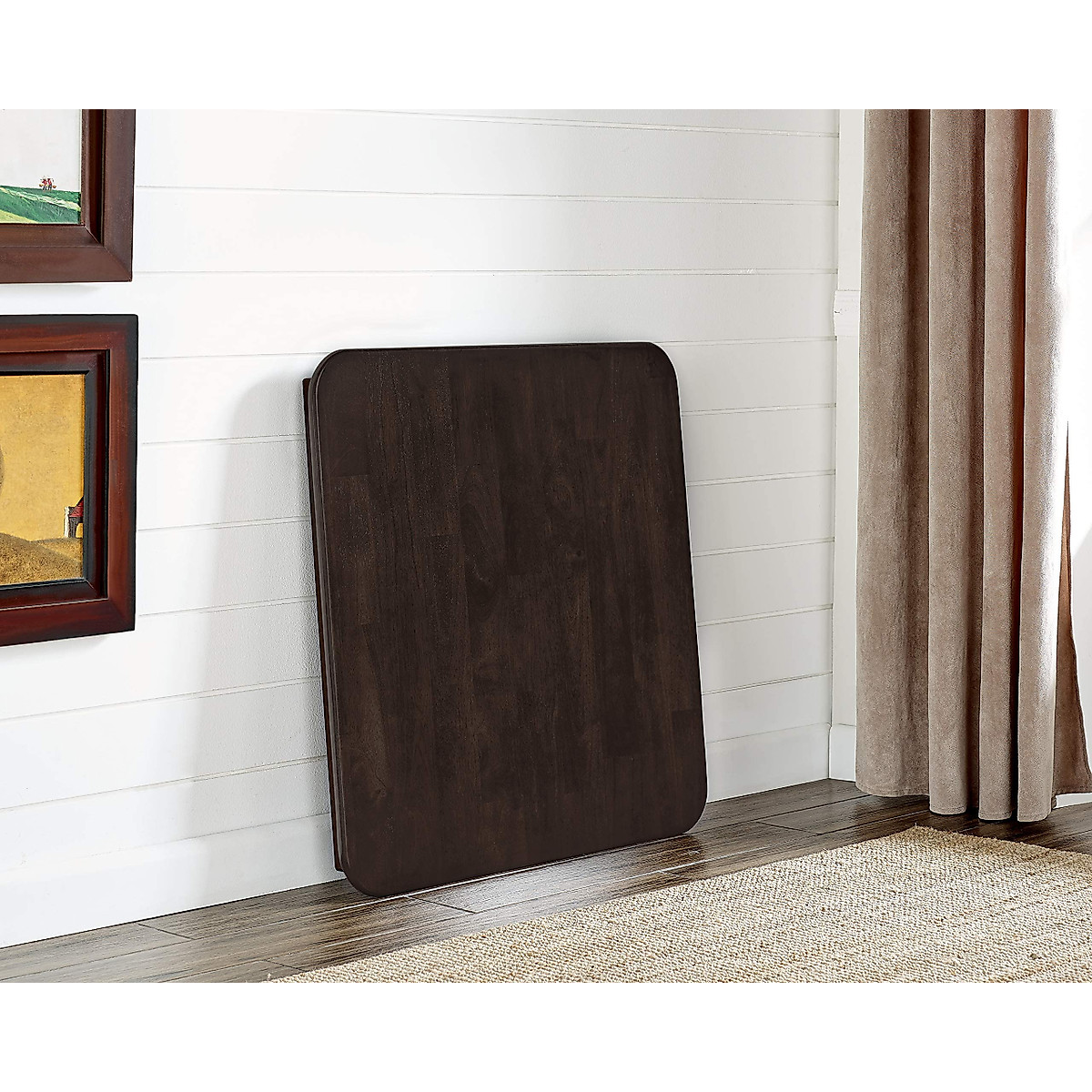 MECO Stakmore Straight Edge Solid Wood Folding Card Table, Folds to Deep 3.38 Inches for Easy Storage, 29.5″H x 32″W x 32″D, Espresso Finish