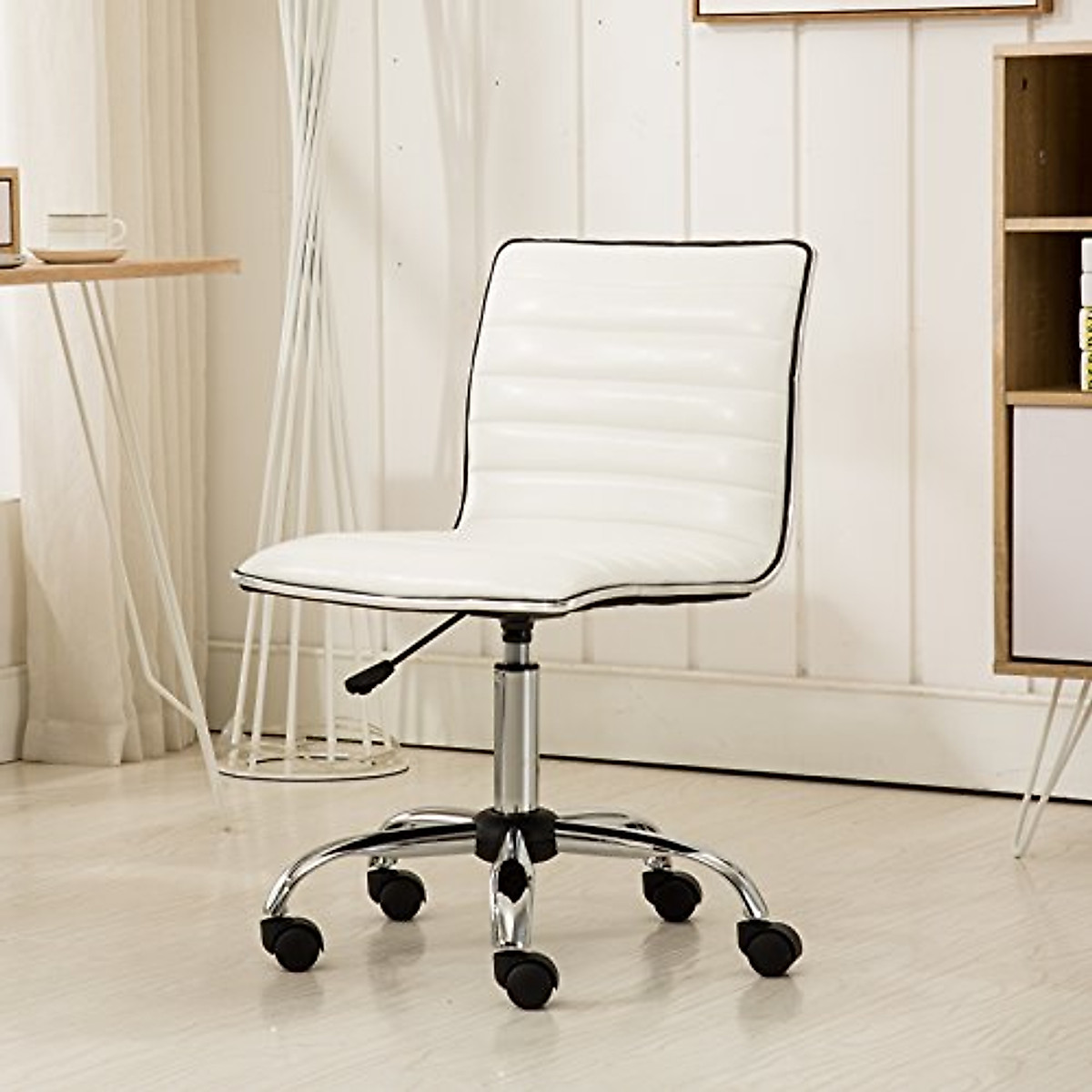 Roundhill Furniture Fremo Chromel Adjustable Air Lift Office Chair in White