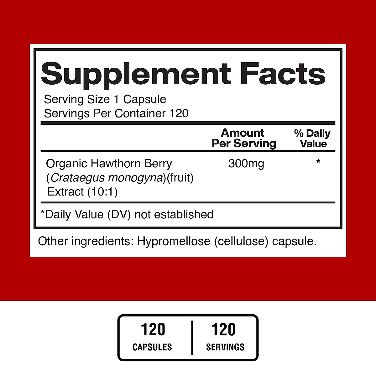 American Standard Supplements Hawthorn Berry, Made with Organic Hawthorn Berry Extract - Vegan, Gluten Free, Non-GMO, 120 Capsules, 120 Servings