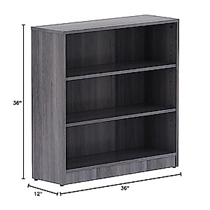 Lorell, LLR69626, Weathered Charcoal Laminate Bookcase, 36" x 12" x 36"