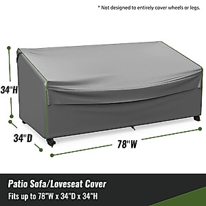NUPICK Patio Sofa Cover, 78 Inch Outdoor Furniture 3-Seat Couch Cover, 100% Waterproof, Rip-Stop and Weather Resistant, Grey