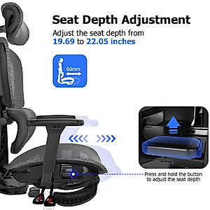 Ergonomic Office Chair Ergo3D Rolling Desk Chair with 3D Adjustable Armrest,High Back Desk Computer Chair Mesh Computer Executive Swivel Grey