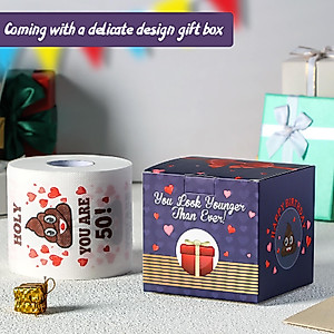 50th Birthday Gifts for Women, Men, Her, Him - Happy Prank Toilet Paper - 50th Birthday Decorations, Party Supplies Favors - 50 Years Old Funny Gag Gift Ideas, Novelty Bday Present for Friends, Family