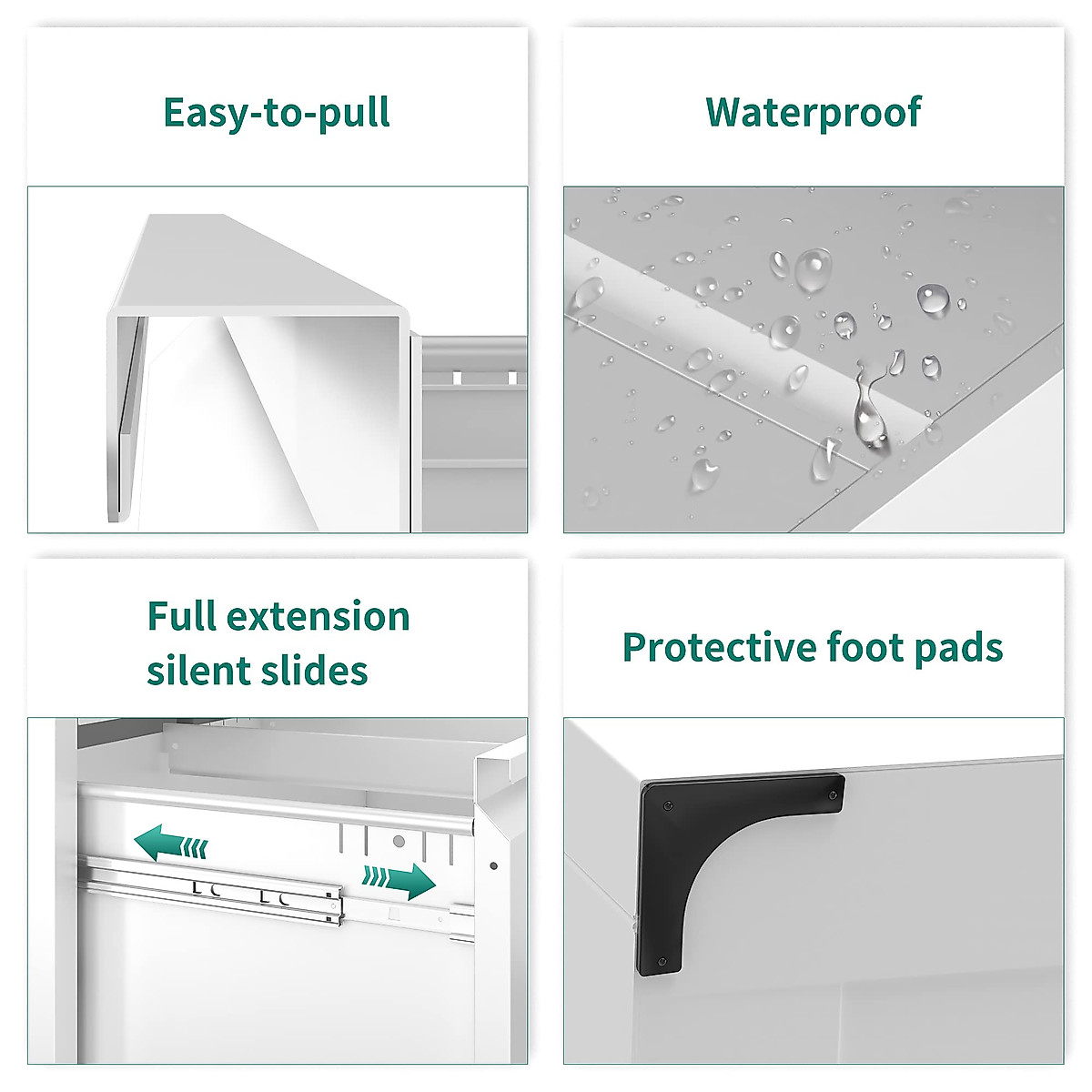 YITAHOME 3 Drawer Lateral File Cabinet with Lock, Metal Stainless Steel Wide Lateral Filing Cabinet for Legal/Letter A4 Size, Office Organizer Storage Cabinet,White