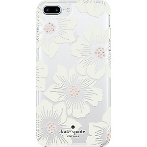 kate spade new york Protective Hardshell Case for iPhone 8 Plus, iPhone 7 Plus, iPhone 6s Plus & iPhone 6 Plus - Hollyhock Floral Clear / Cream with Stones