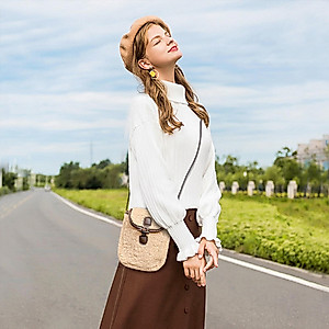 Mei Gu Dong Fashion Women's Diagonal Straddle Bag, Lamb Fleece Mobile Wallet (Brown)