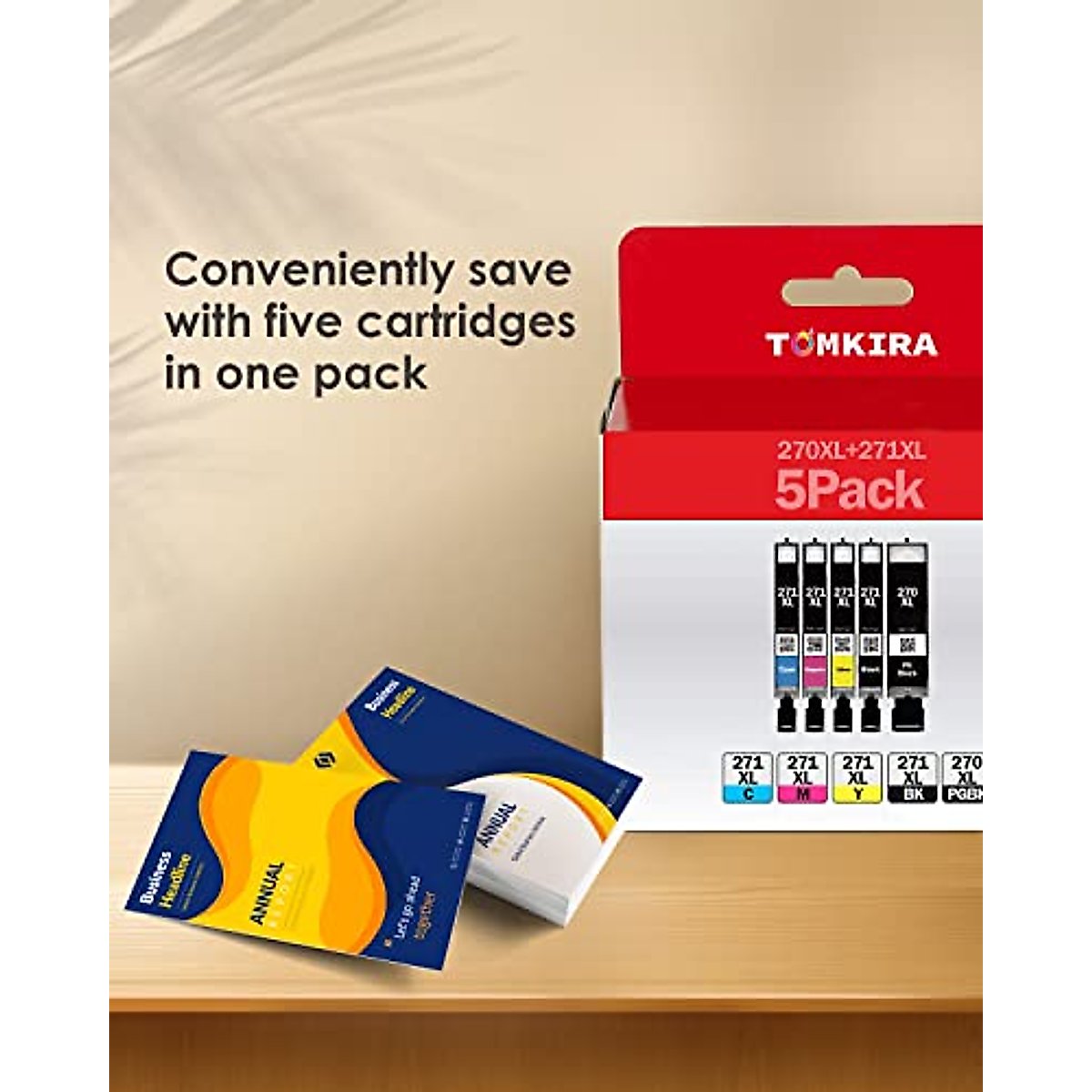 TOMKIRA PGI-270XL CLI-271XL 5 Color Value Pack Compatible with Canon Ink Cartridges 270 XL and 271 Combo High Yield to Use PIXMA MG6821 MG7720 TS9020 TS6020 MG6820 MG5720 (PGBK/C/M/Y/K)