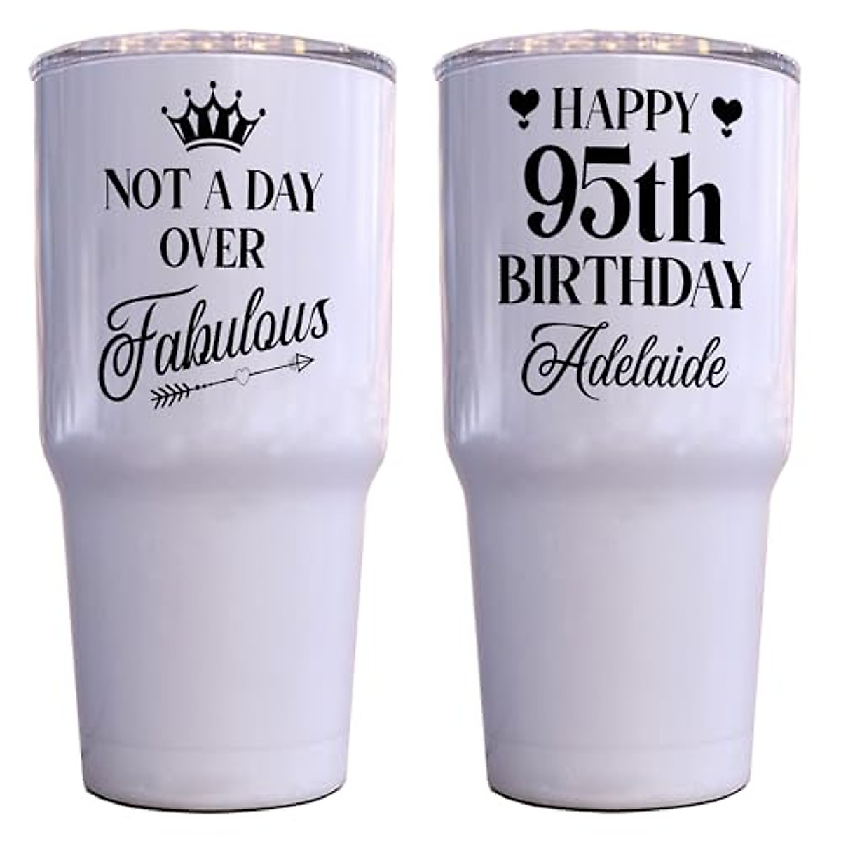 Awesome 95th Birthday Gift Tumbler, Not A Day Over Fabulous 95 Years Born In 1930 Tumbler 30oz Insulated Lid Custom Name Gift