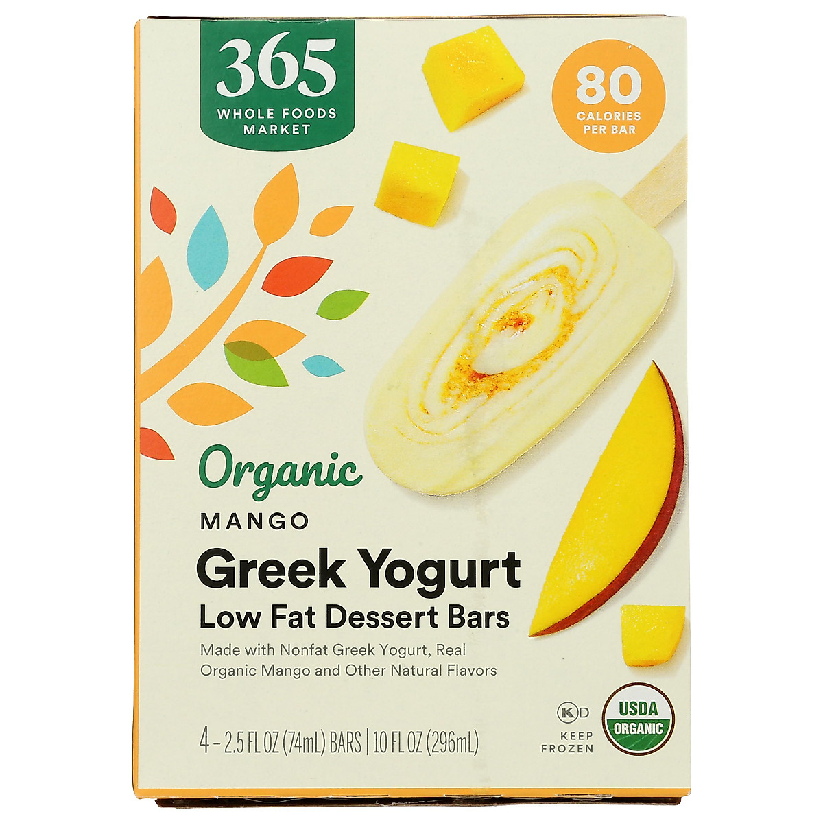 365 By Whole Foods Market, Frozen, Bar Greek Yogurt Mango Organic, 10 Ounce