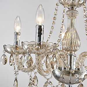 Saint Mossi 5 Light Modern K9 Crystal Chandelier for Dining Room, Pendant Ceiling Lighting Fixture for Bedroom, Living Room, Champagne Crystal