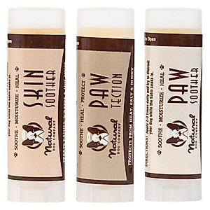 Natural Dog Company Balm Set, Travel Size Bundle with Paw Soother, Skin Soother and PawTection Healing Balms, All Natural Ingredients, Made in USA