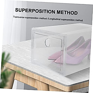 Amosfun 2 pcs plastic transparent shoe box underwear drawer cabinet drawer storage drawers stackable shoe case bins shoes organizer for closet clothes Simple Shoes Case Creative Shoes Case
