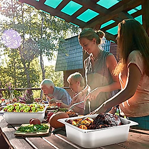 TOPZEA 4 Pack Half Size Hotel Pans, 1/2 Size 4" Deep Stainless Steel Steam Table Pan Catering Food Pan Chafing Dishes Dinner Buffet Server Breading Tray Batter Bowl for Food Prep, Breading, Restaurant