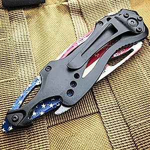 S.S. Folding Knives 8inch American Flag Open Folding Pocket Knife Bottle Fold Outdoor Survival Hunting Knife for Camping by Survival Steel