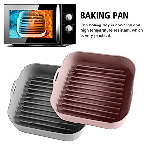 Air Fryer Silicone Pot, Air Fryer Replacement Basket, 8x8x2.95 inch Square Silicone Air Fryer Basket for Paper Liners, Silicone Bowl For Air Fryer Oven Accessories