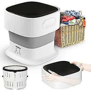 Mojoco Foldable Washing Machine - Portable Washing Machine for Baby/Girls Clothes/Socks/Underwear/Towels - Collapsible Mini Washer - Automatic Energy Efficient Laundry Machine with Blue Light