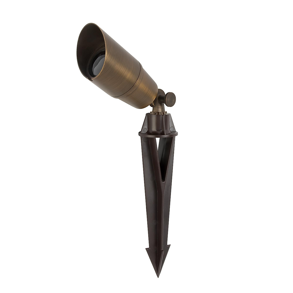 Super Bright LEDs Solid Brass Landscape Spotlight, LED-Ready, Low Voltage 12V AC/DC Up Lighting, Waterproof Garden Fixture, Adjustable Glare Guard, Ground Spike (Warm White MR16 Bulb Included)