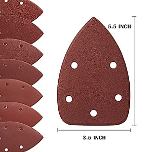 105 PCS Mouse Sander Sandpaper Assortment Palm Sander Sandpaper Detail Sander Sandpaper Hook and Loop 40/60/80/120/180/240/320 Grit Mouse Sandpaper