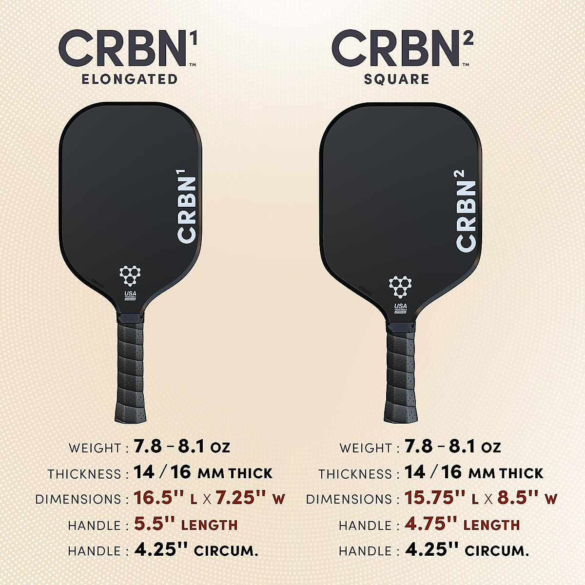 CRBN1 Pickleball Paddle - USAPA Approved Carbon Fiber Pickleball Paddle with Included Paddle Cover(White Logo, 14mm Thick)